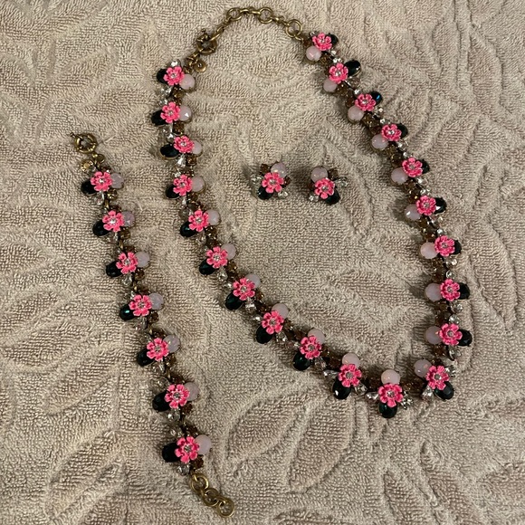 J. Crew | Jewelry | J Crew Set Pink Green And Gold | Poshmark